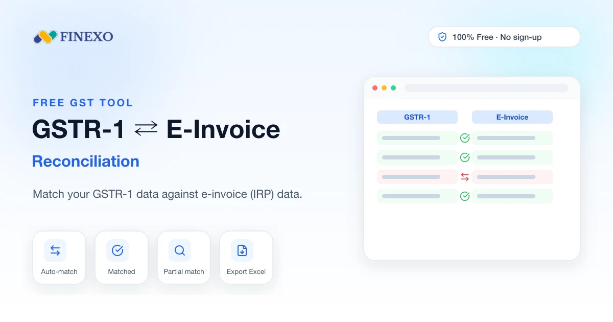 GSTR-1 vs E-Invoice Reconciliation - Free Online Tool
